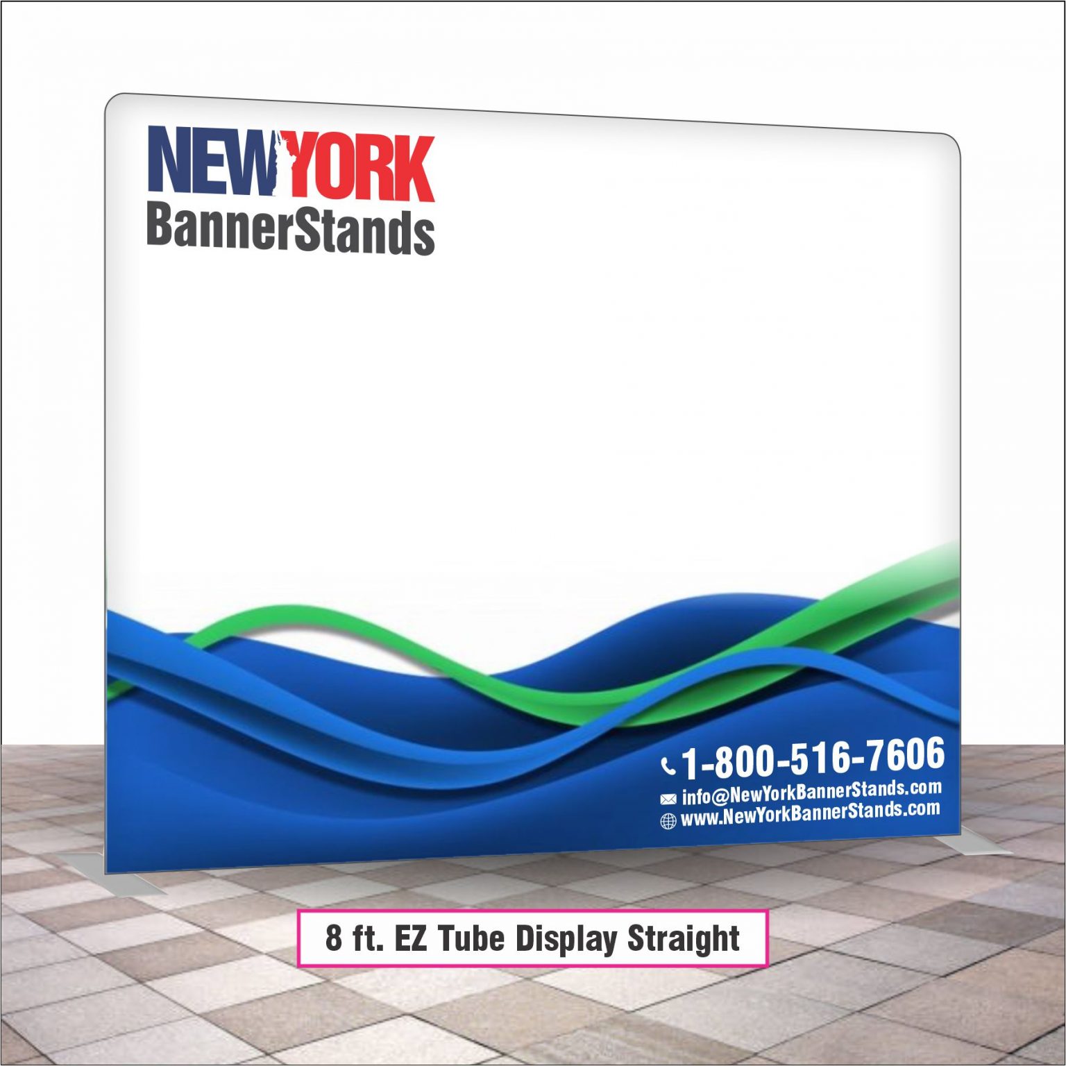 8 ft. EZ Tube Display Straight - 10ft Tent Half Wall with Rail – Double ...