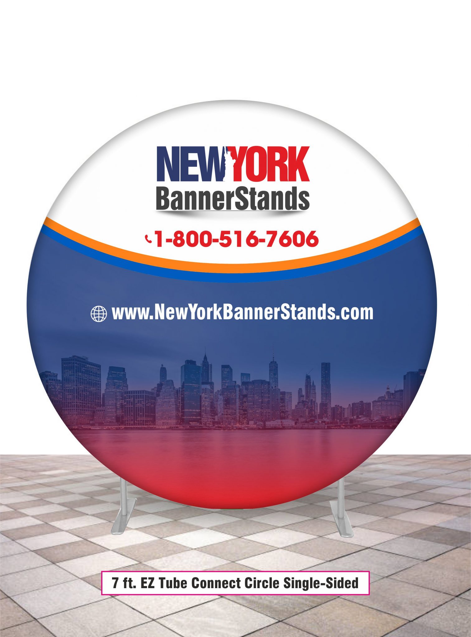7 ft. EZ Tube Connect Circle Single-Sided - New York Banner Stands